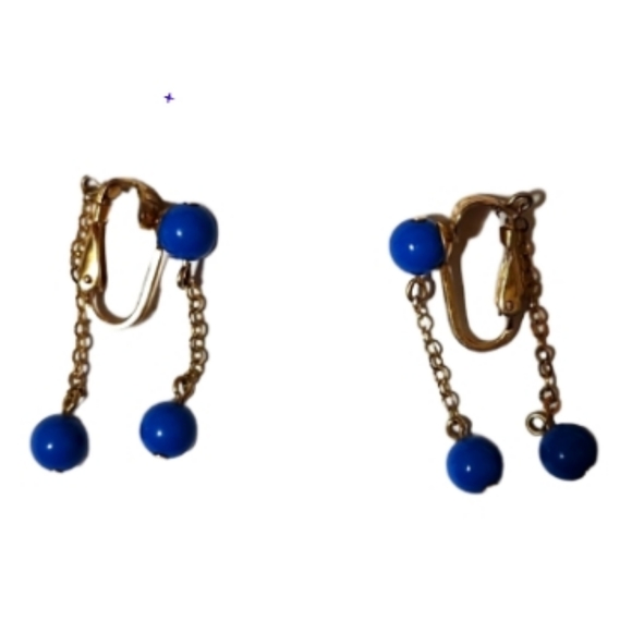 Jewelry | Vintage Designer Richelieu Clip Ons Goldtoned Blue Ball ...